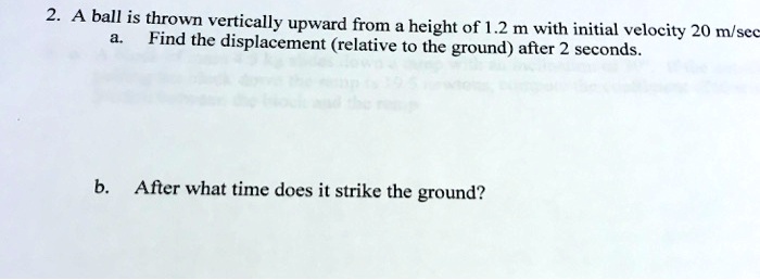 a ball is throdn vertically upward from a height of 12 m with initial ...