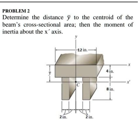 PROBLEM 2 Determine the distance y̅ to the centroid of the beam's cross-sectional area; then the ...