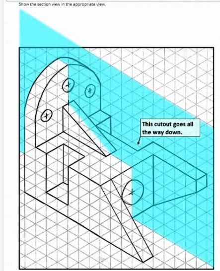 SOLVED: Draw the three projection views for the object shown below ...