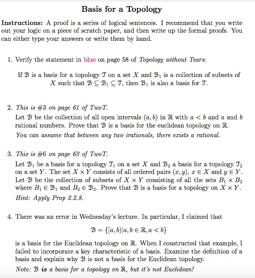SOLVED: Basis for Topology Instructions: proof is series of logical ...