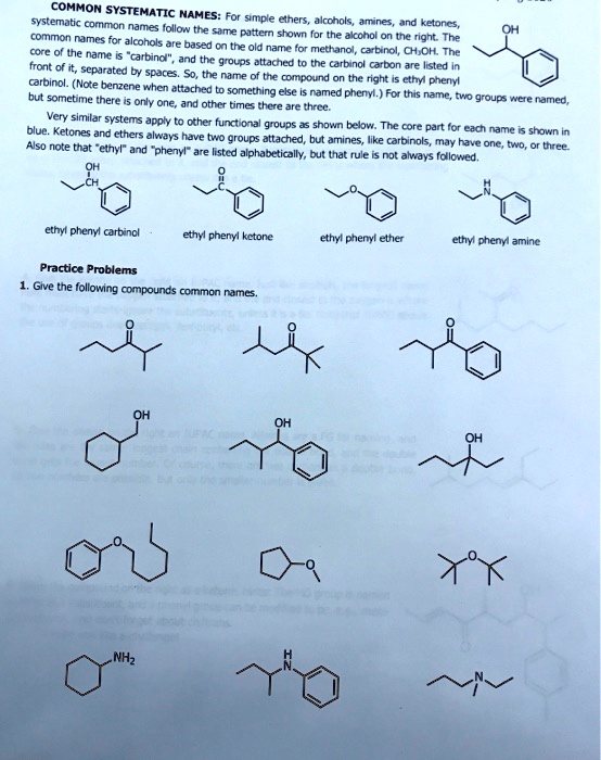 common systematic mames for srstematc common simple cihers alcohols ...