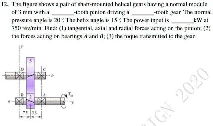 SOLVED: Np = 21, Ng = 84, kW = 5.5 The figure shows a pair of shaft ...