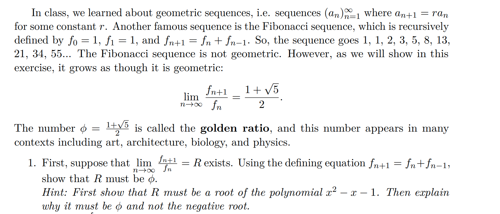 SOLVED: In class, we learned about geometric sequences, i.e. sequences ...