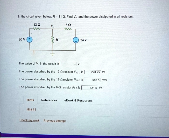 SOLVED: In the circuit given below, R = 11 Î©. Find V and the power dissipated in all resistors ...