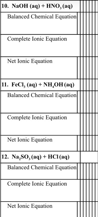 SOLVED: 10 NaOH (aq) + HNO3 (aq) Balanced Chemical Equation Complete ...