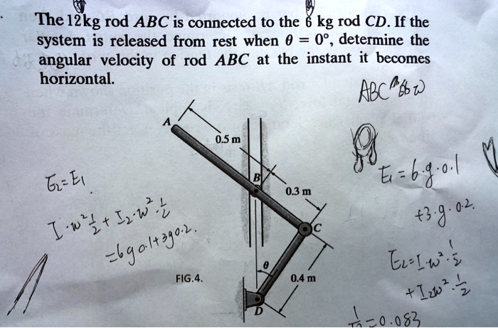 The 12kg rod ABC is connected to the 6 kg rod CD. If the system is ...