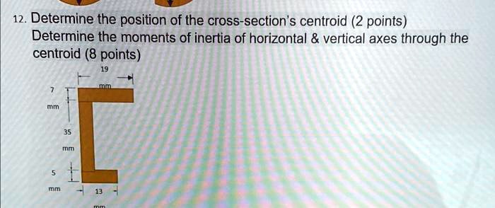 SOLVED: 12. Determine the position of the cross-section's centroid (2 ...
