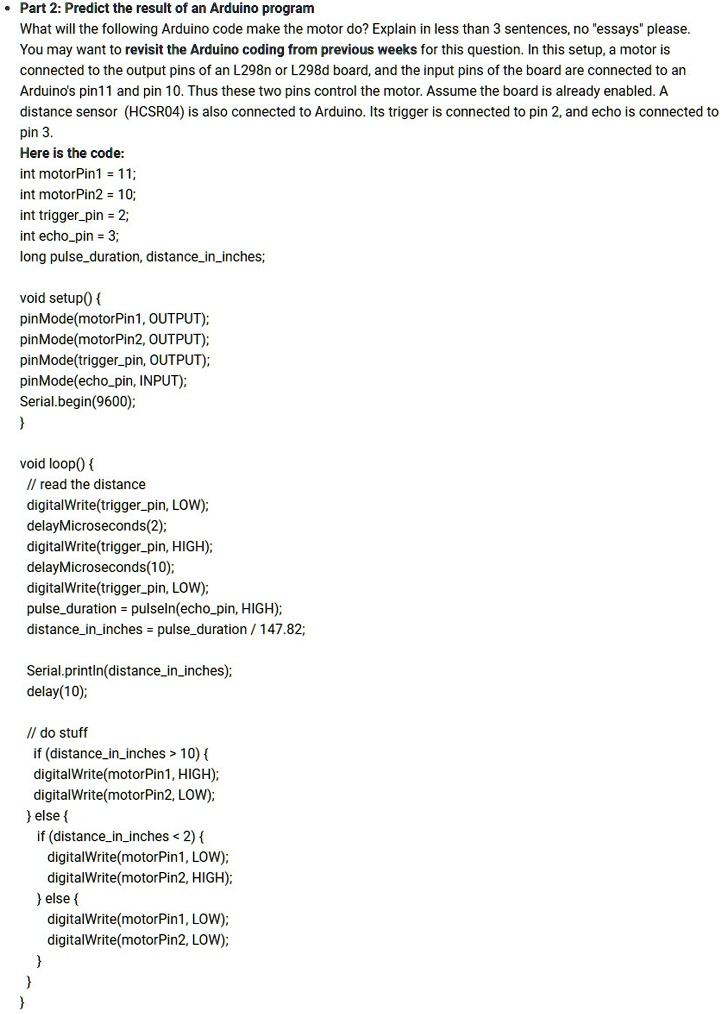 Can Someone Assist With This Arduino Programing Part 2 Predict The Result Of An Arduino Program