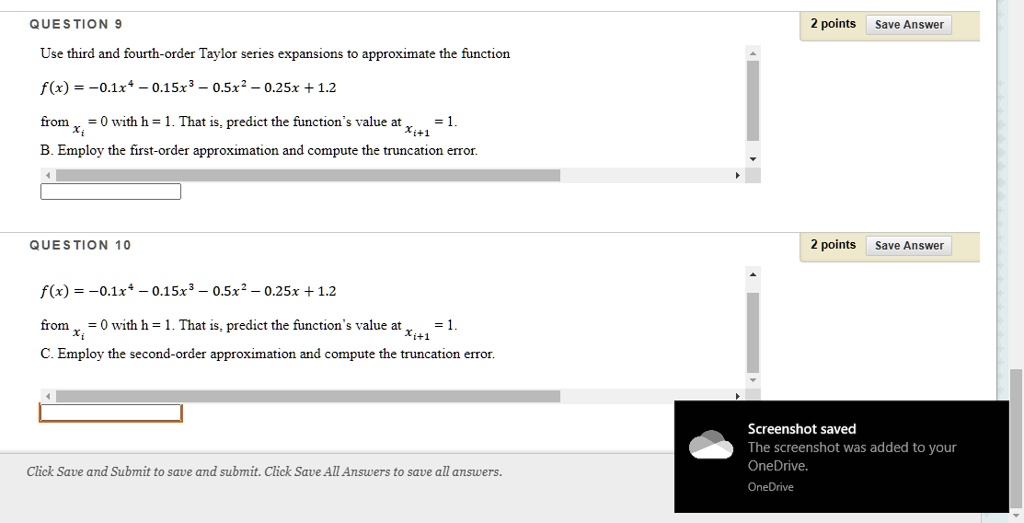 question points save answer use third and fourth order taylor series ...