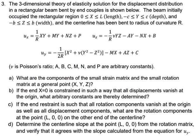 The 3-dimensional theory of elasticity solution for the displacement distribution in a ...