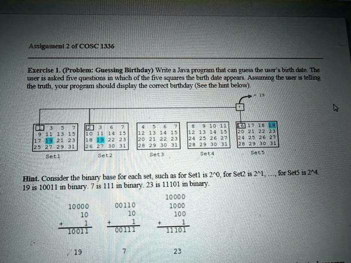 Solved Assignment 2 Of Cos01336 Exercise 1 Problem Guessing Birthday Write A Java Program That