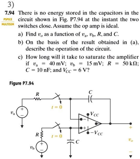 SOLVED: 3) 7.94 There is no energy stored in the capacitors in the ...