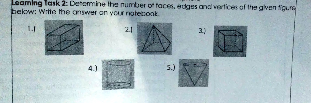 learning task 2 determine the number of faces edges and vertices of ihe given figurel pbelow ...