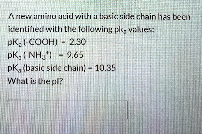SOLVED: A new amino acid with a basic side chain has been identified ...