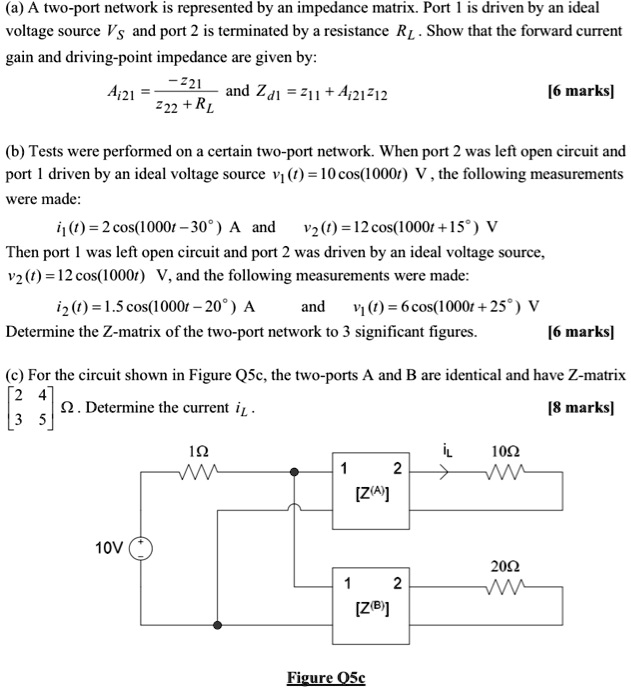 a a two port network is represented by an impedance matrixport l is ...