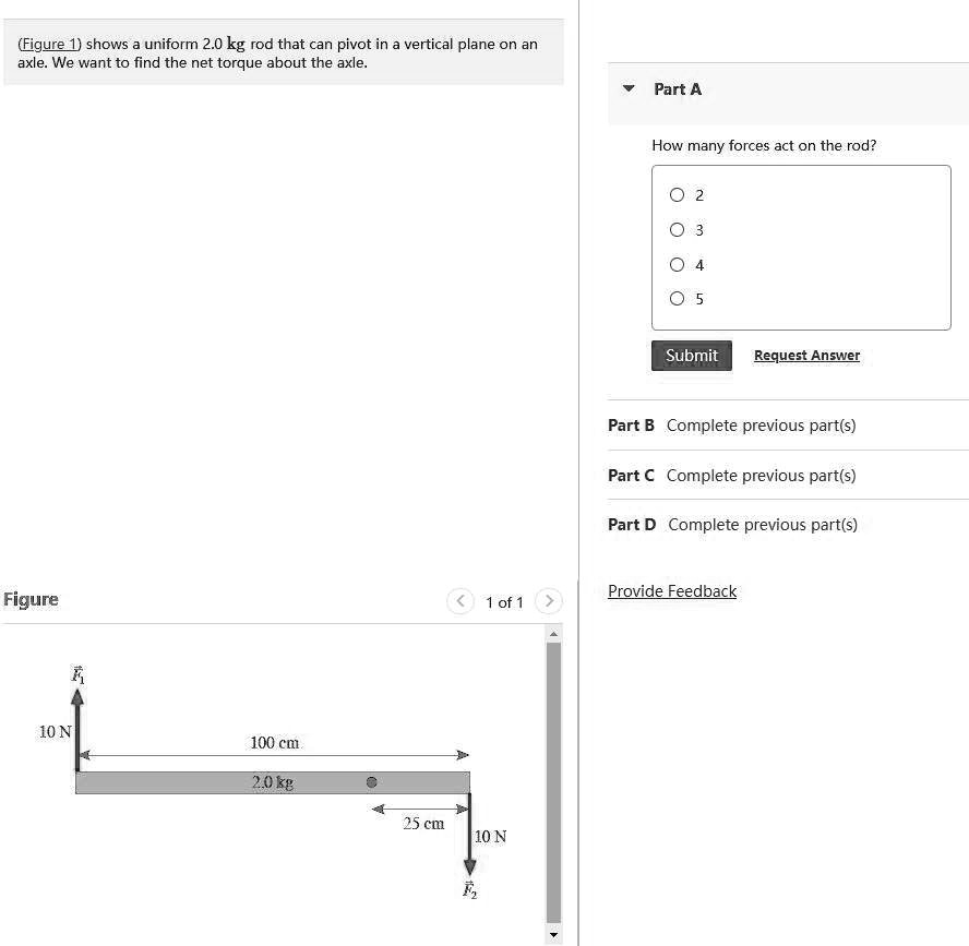 SOLVED: (Figure U shows a uniform 2.0 kg rod that can pivot in a vertical plane on an axle. We ...