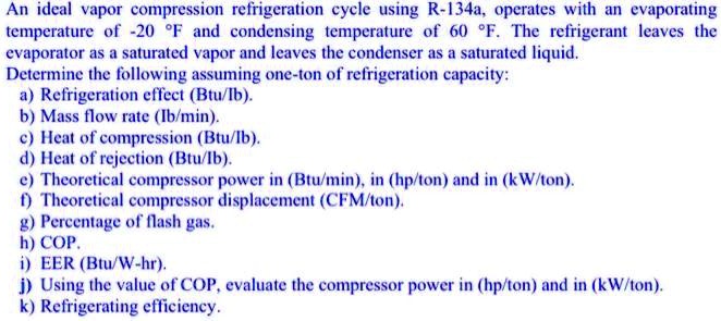 An ideal vapor compression refrigeration cycle using R-134a, operates ...