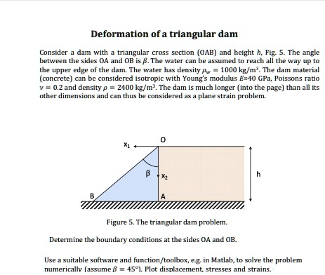 Deformation of a triangular dam Consider a dam with a triangular cross ...