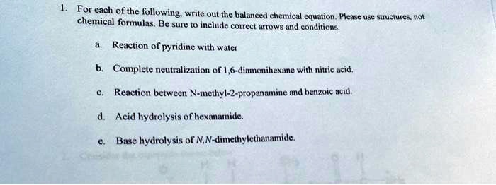SOLVED:For cach ofthe following; write out the balianced chemical ...
