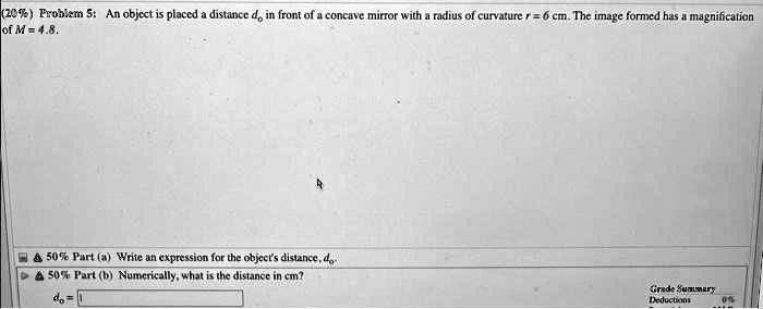 Solved 20 Problem 5 An Object Is Placed A Distance D In Front Of A Concave Mirror With A