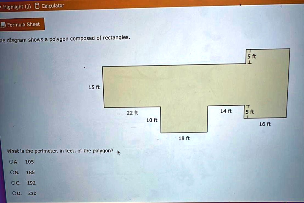Highlight 2 Calculator Formula Sheet The Diagram Shows A Polygon Composed Of Rectangles 15 Ft 