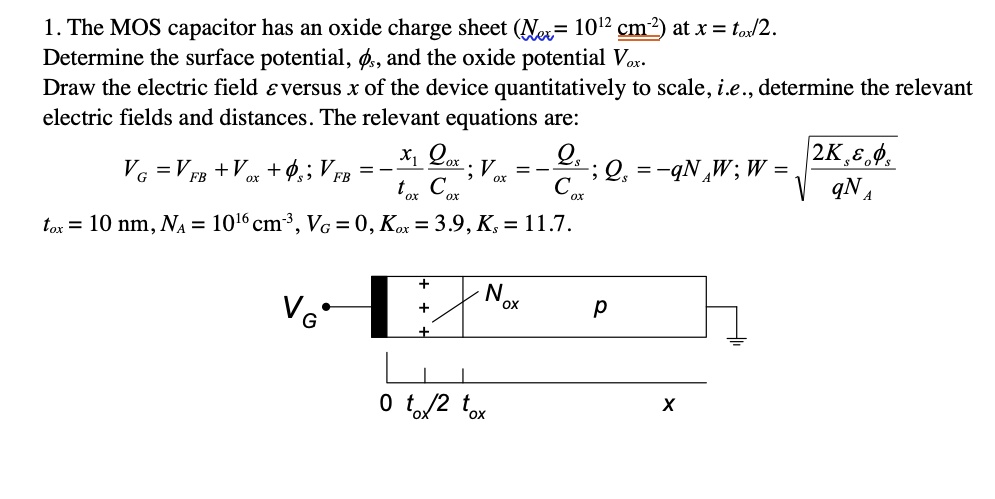 1 the mos capacitor has an oxide charge sheet nex 1012 cm 2 at x tox2 ...