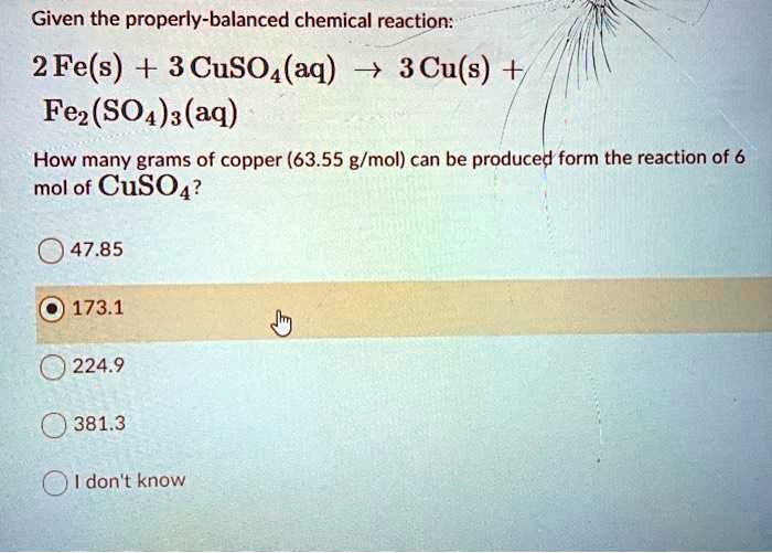 Solved Given The Properly Balanced Chemical Reaction 2 Fe S 3