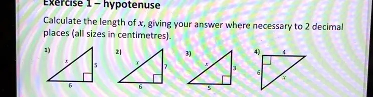 Solved Exercise 1 Hypotenuse Calculate The Length Ofx Giving Your