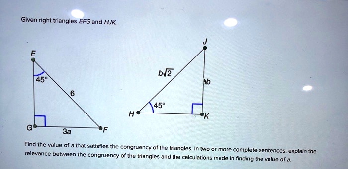 Given right triangles EFG and HJK, find the value of x that satisfies ...