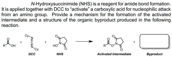 SOLVED: N-Hydroxysuccinimide (NHS) is a reagent for amide bond ...