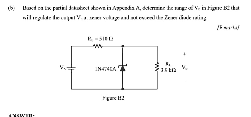 SOLVED: Based on the partial datasheet shown in Appendix A, determine the range of Vs in Figure ...