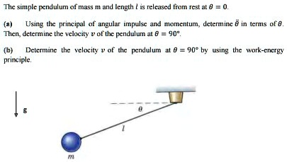 The simple pendulum of mass m and length l is released from rest at θ ...