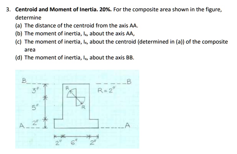 3. Centroid and Moment of Inertia. 20%. For the composite area shown in ...