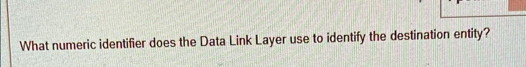 What numeric identifier does the Data Link Layer use to identify the destination entity?