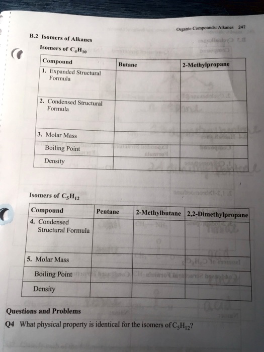 SOLVED: Compound Alkane Orange 1.2 Isomers of Alkanes Isomers of CH4,0 ...