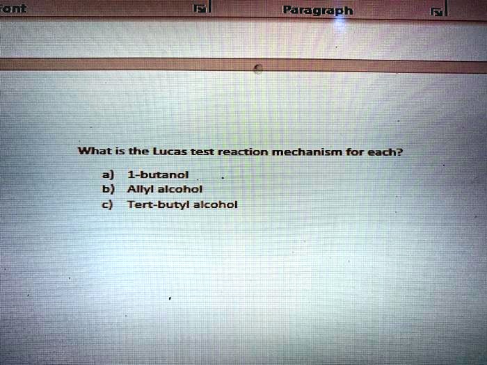 SOLVED:ont Paragraph What is the Lucas test reaction mechanism for each ...