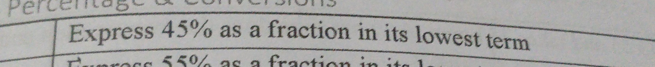 Express 45 % as a fraction in its lowest term