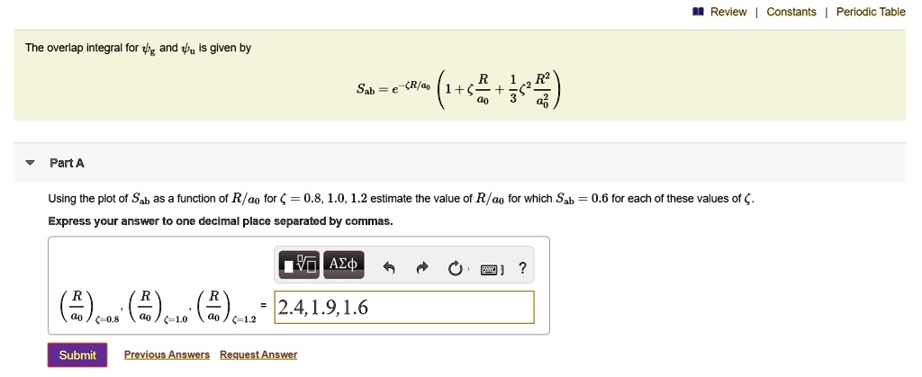 Solved Review Constants Periodic Table The Overlap Integral For Vg