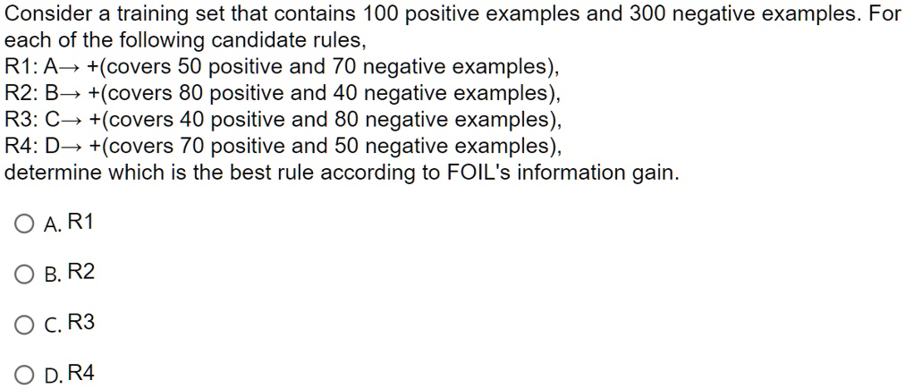 Consider a training set that contains 100 positive examples and 300 ...