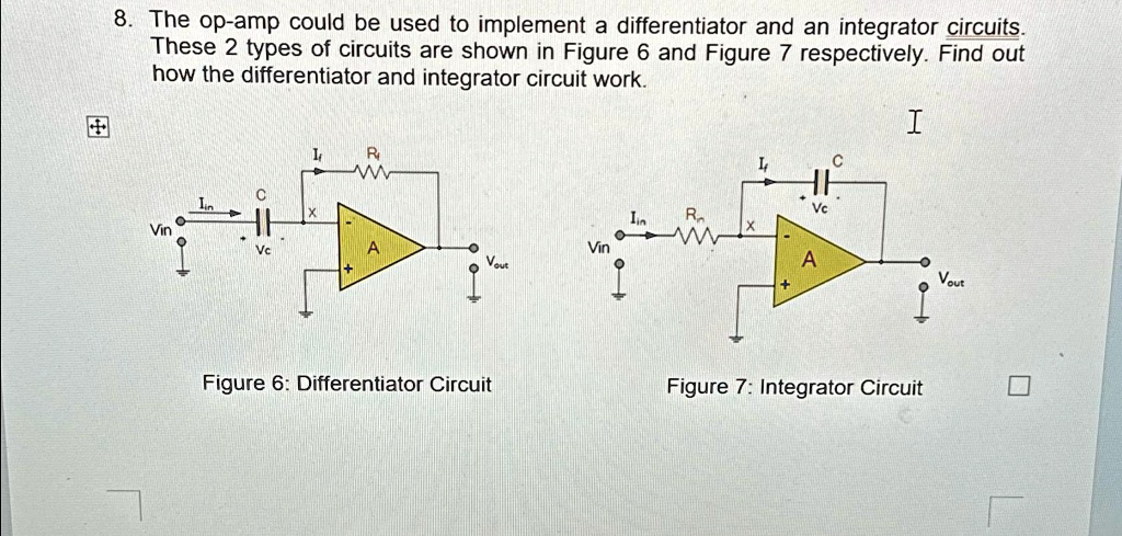 SOLVED: The op-amp could be used to implement a differentiator and an ...