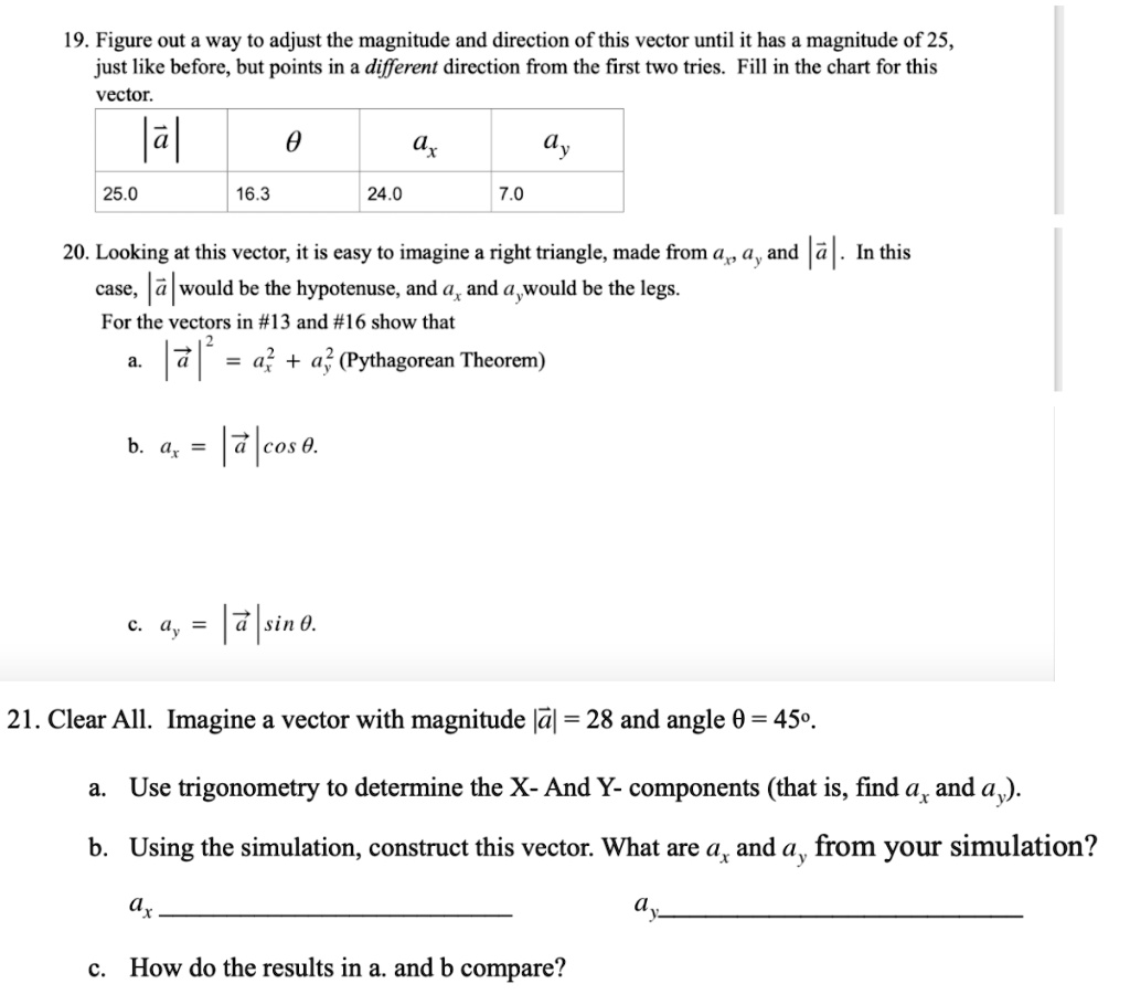 SOLVED: Using the PhET vector simulation: 19. Figure out a way to ...