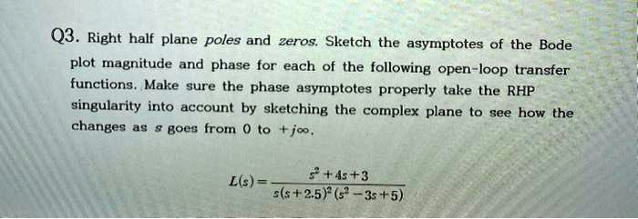 Q3. Right half plane poles and zeros. Sketch the asymptotes of the Bode ...