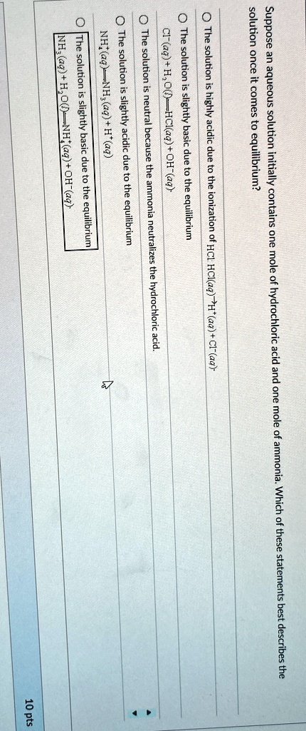 suppose an aqueous solution initially contains one mole of hydrochloric ...