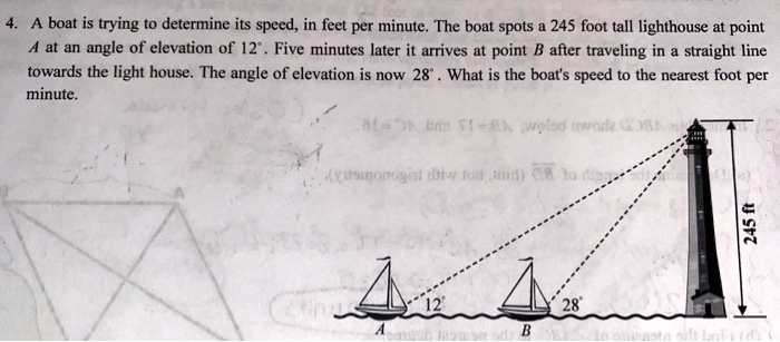 boat is trying t0 determine its speed in feet per minute the boat spots ...