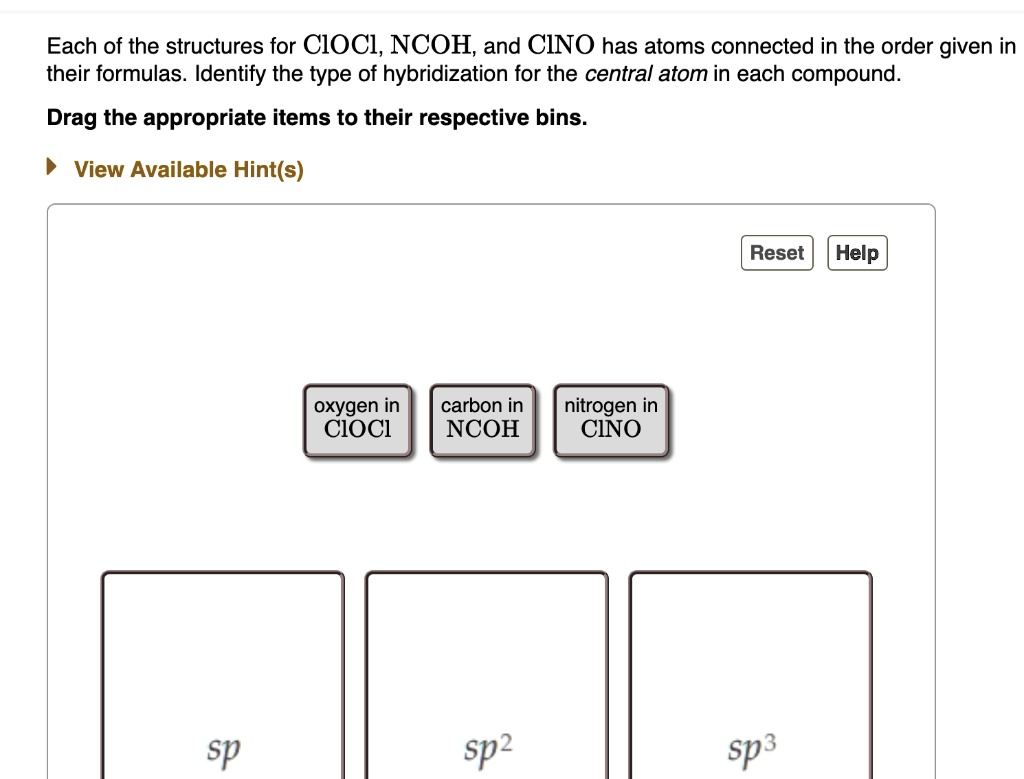 each of the structures for ciocl ncoh and cino has atoms connected in ...