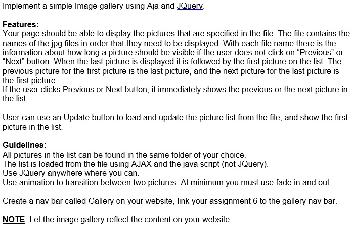 Solved Implement A Simple Image Gallery Using Ajax And Jquery Features Your Page Should Be