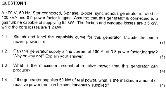 SOLVED: A 400 V, 50 Hz, Star-connected, 3-phase, 2-pole, synchronous ...