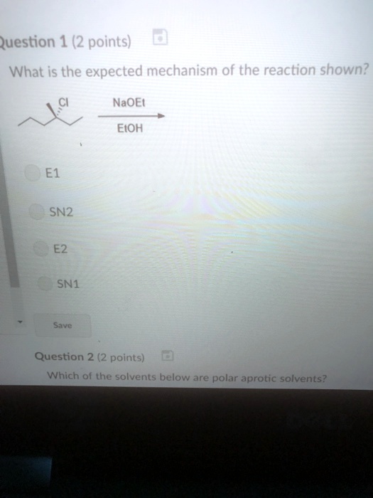 SOLVED: Question 1 (2 points) What is the expected mechanism of the ...