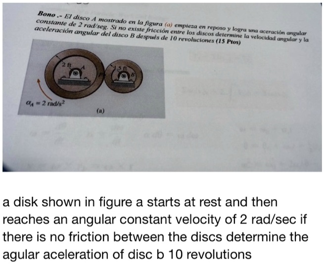 SOLVED: Bonus - Disk A shown in figure (a) starts at rest and achieves a constant angular ...