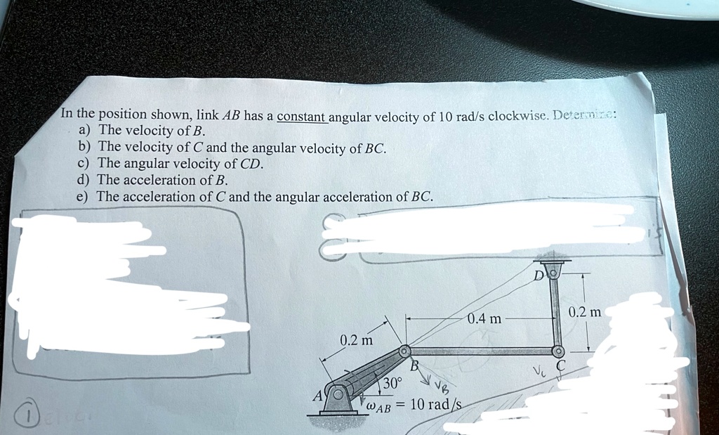 Using the vector analysis for velocity and acceleration: In the position shown, link AB has a ...